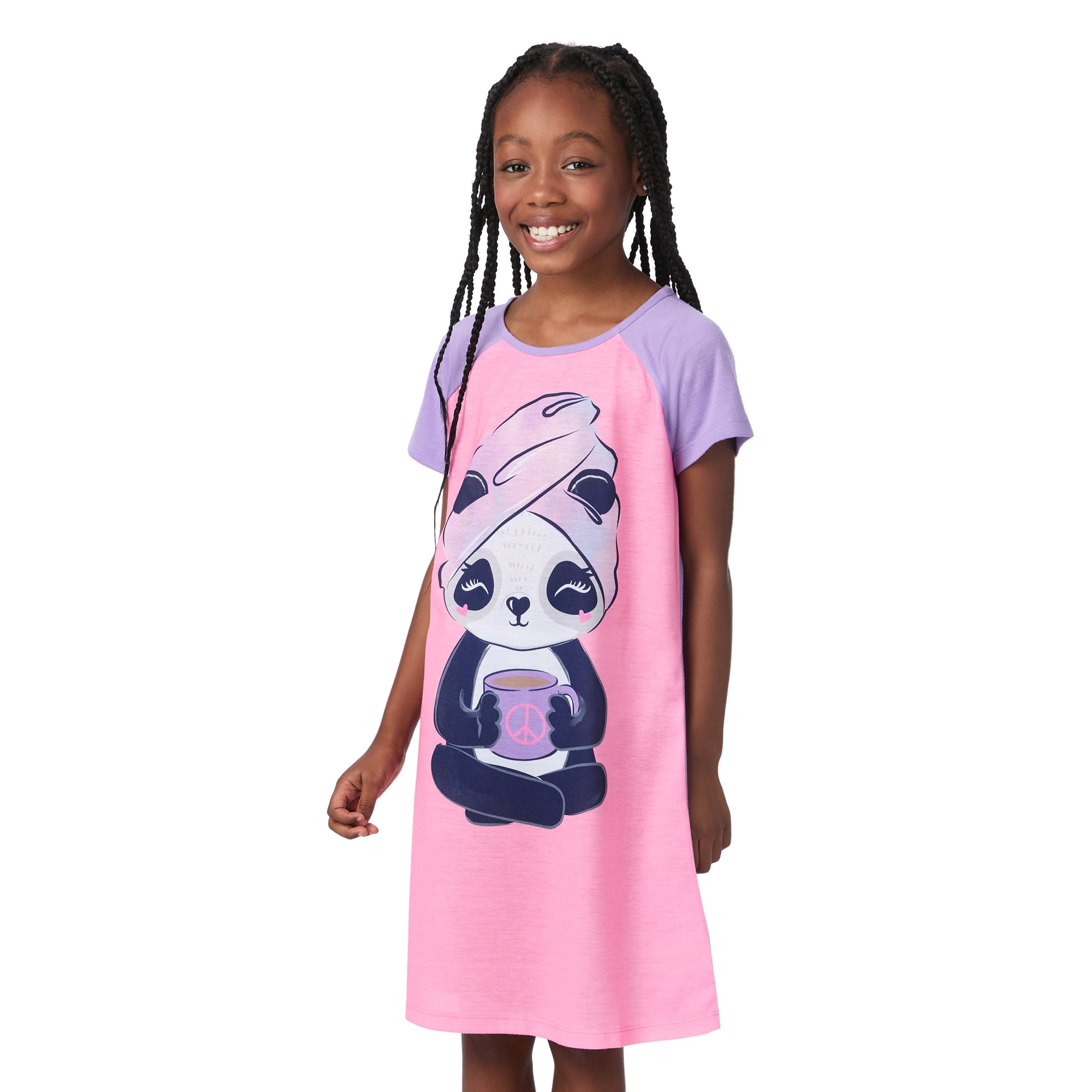 Saint Eve Kids Girls 2 Pack Nightgowns, Short Sleeve 2 Piece Soft ...