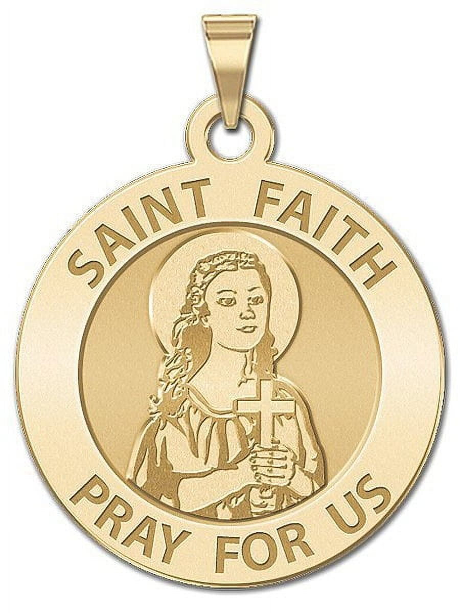 Saint Faith Religious Medal - 2/3 inch Size of Dime, Solid 14K Yellow ...