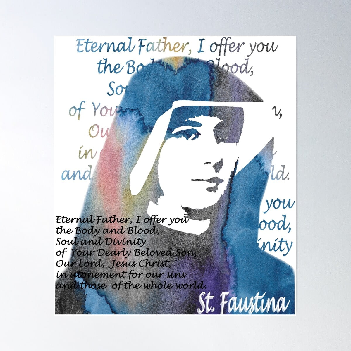 Saint Faustina Kowalska 1 Poster Wall Art, Modern Wall Decor For Living ...
