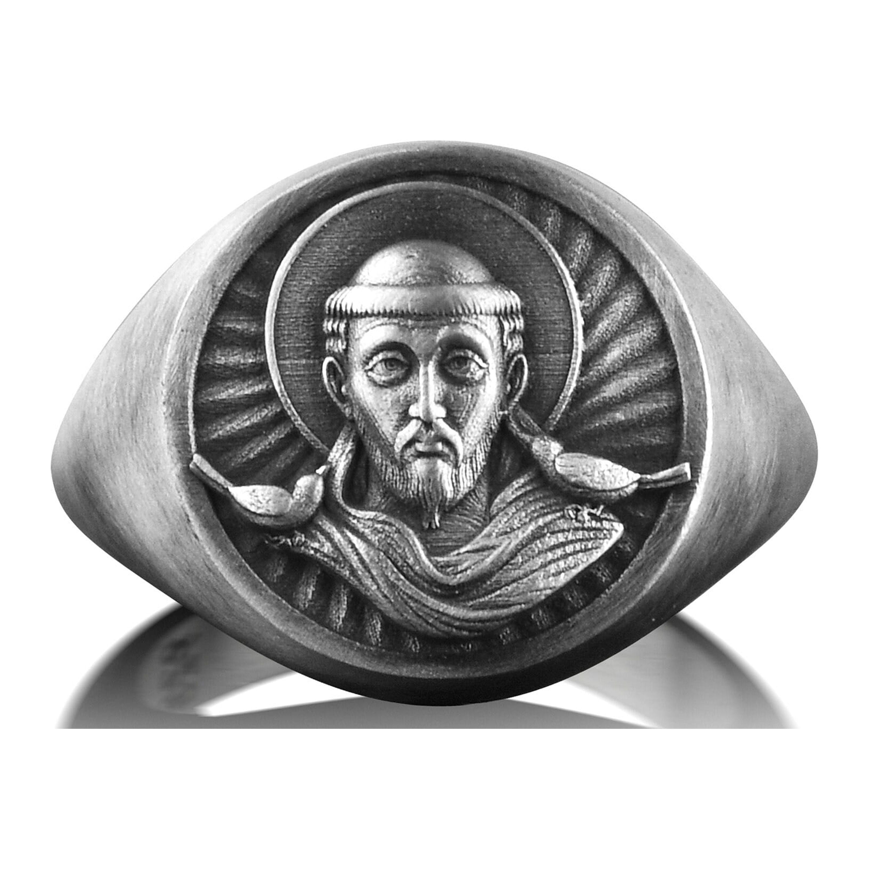 Saint Francis Of Assisi Christian Ring, Oxidized St Francis Pinky ...