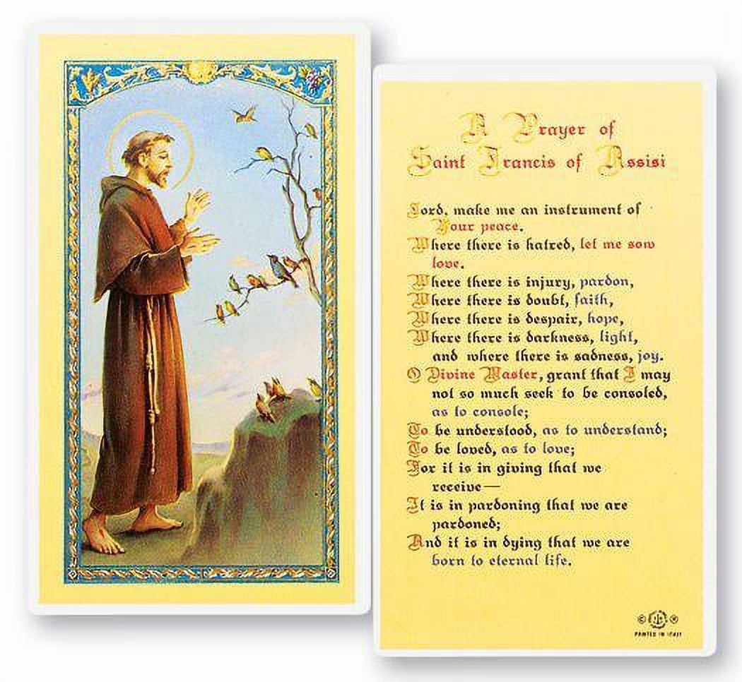Saint Francis Prayer for Peace Laminated Catholic Prayer Holy Card with Prayer on Back, Pack of ...
