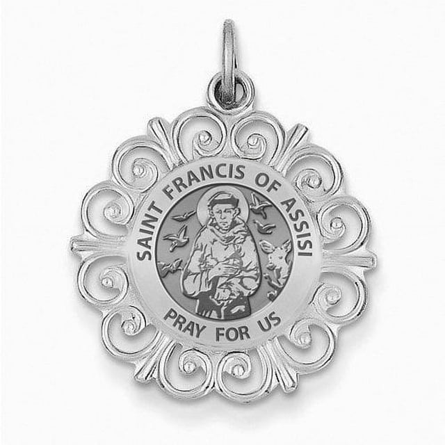 Saint Francis of Assisi Round Filigree Religious Medal - 1 Inch Size of ...