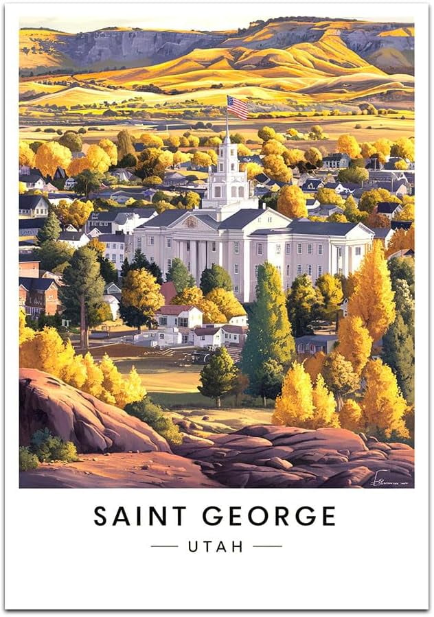 Saint George Map Retro Style Travel Canvas, Saint George Map Vintage ...