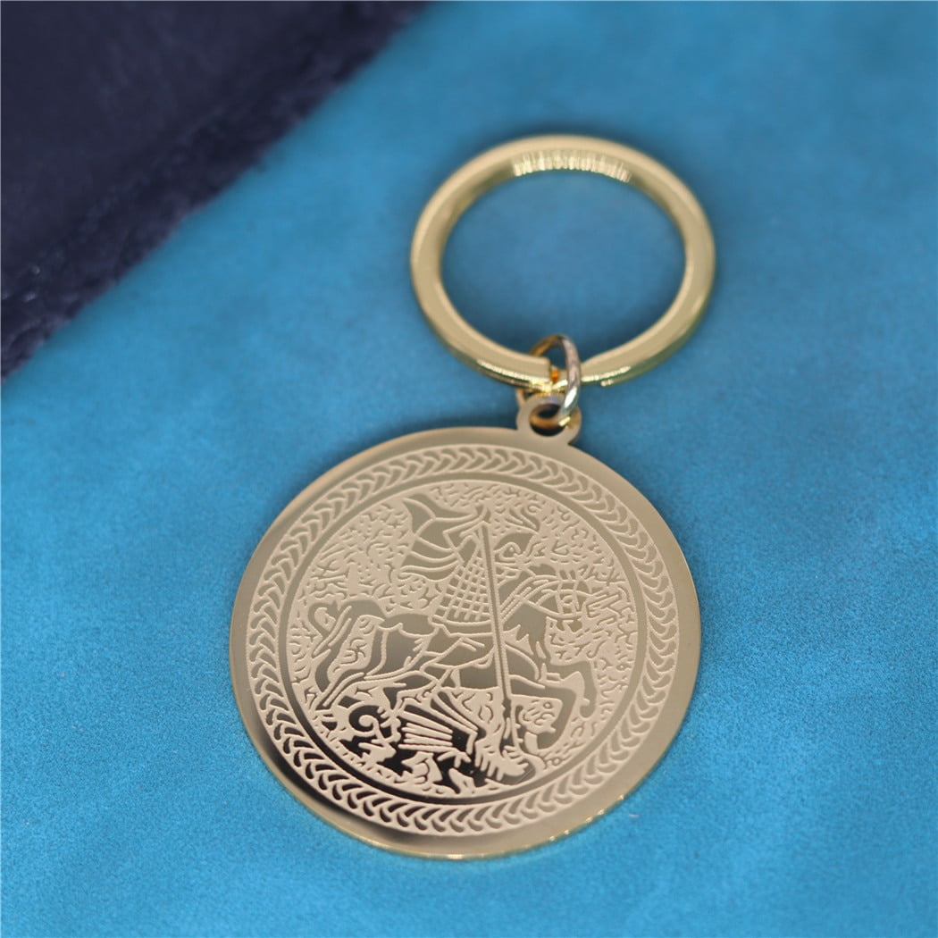 Saint George Pendant Keyring For Men Stainless Steel Key Chain Warrior ...