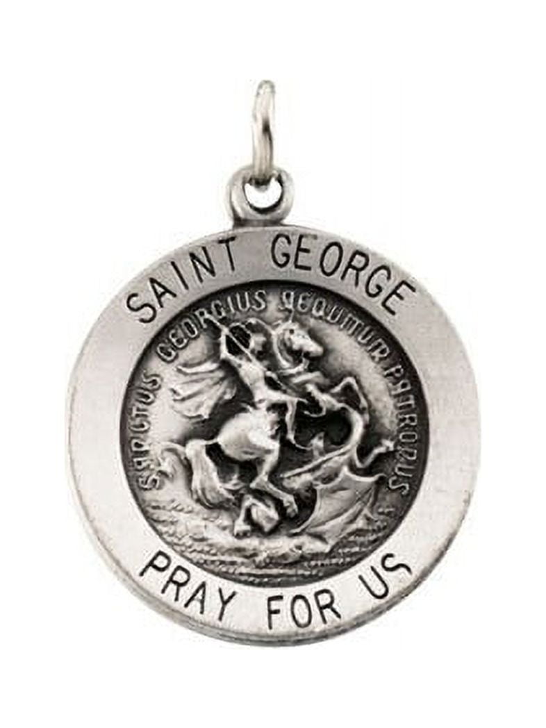 Saint George Religious Medal - 14k White Gold- Just Under 3/4 in x 3/4 ...
