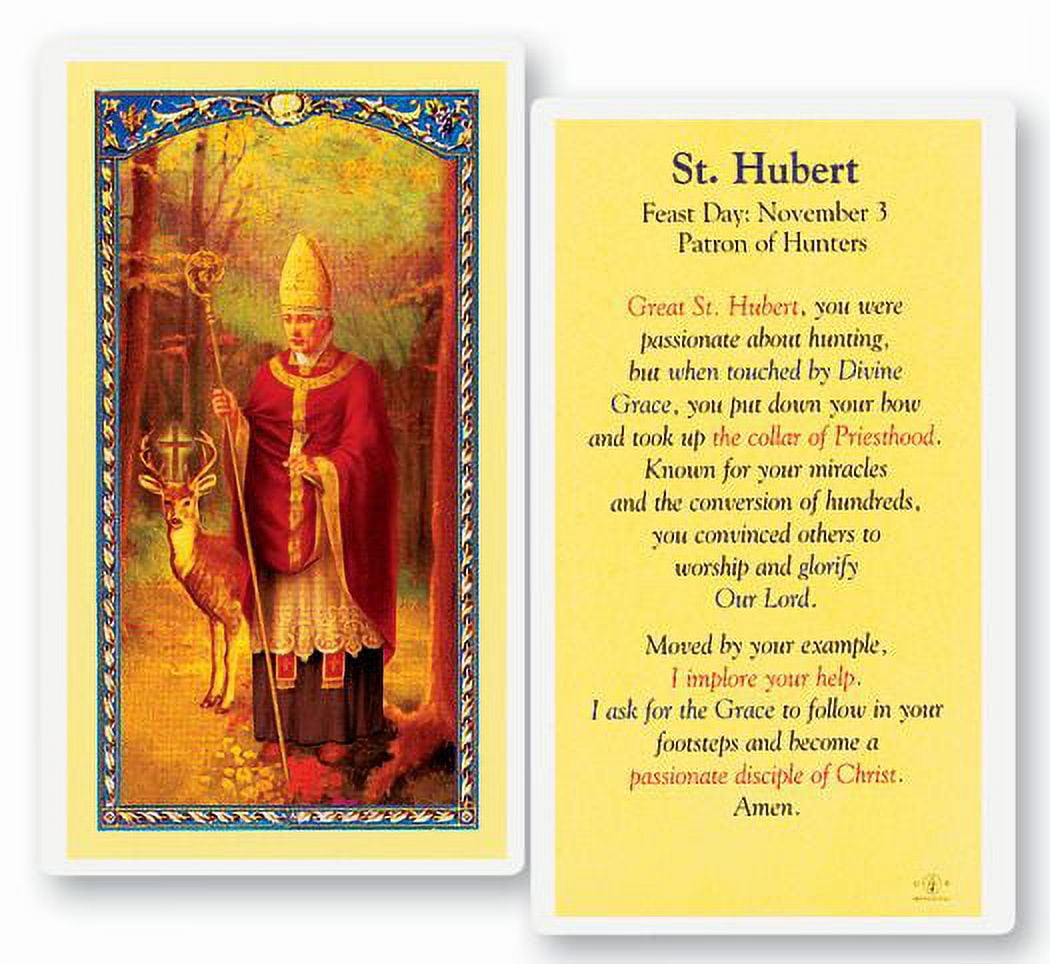 Saint Hubert Laminated Catholic Prayer Holy Card with Prayer on Back ...