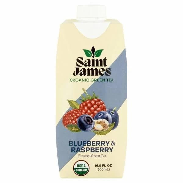 Saint James - Green Tea Organic Blueberry Raspberry - Case of 12 - 16.9 ...