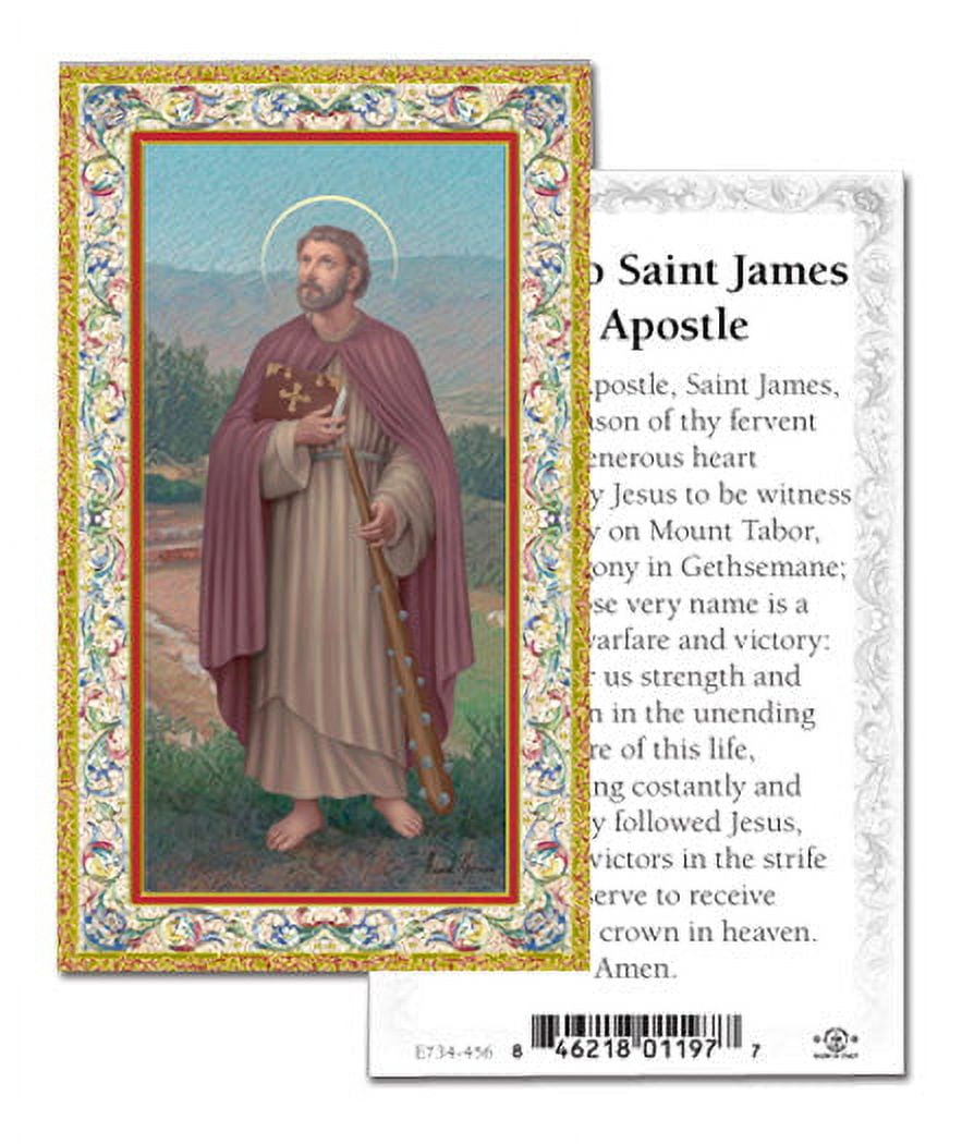 Saint James the Apostle Gold-Stamped Catholic Prayer Holy Card with ...
