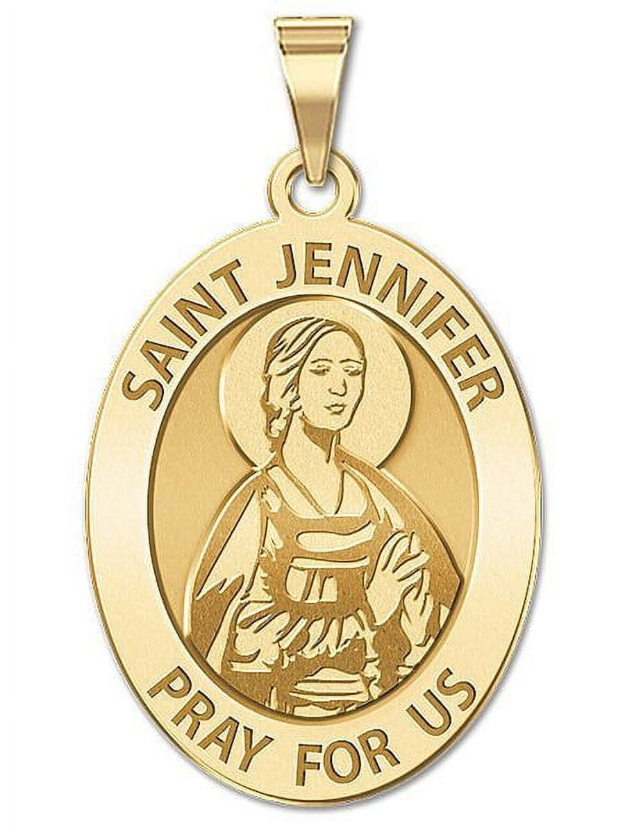 Saint Jennifer Religious Oval Medal - 3/4 Inch X 1 Inch -Solid 14K ...