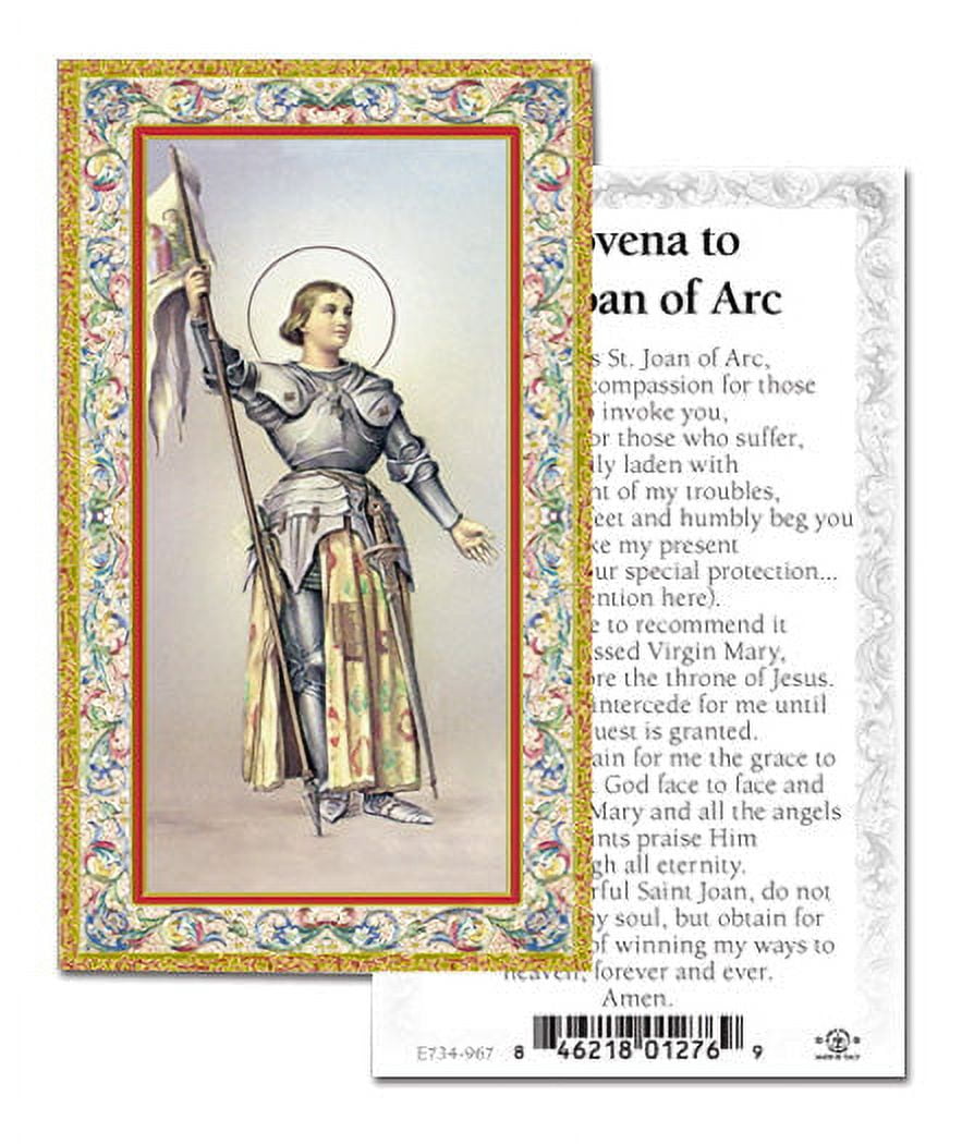 Saint Joan of Arc Gold Stamped Catholic Prayer Holy Card with Prayer on ...