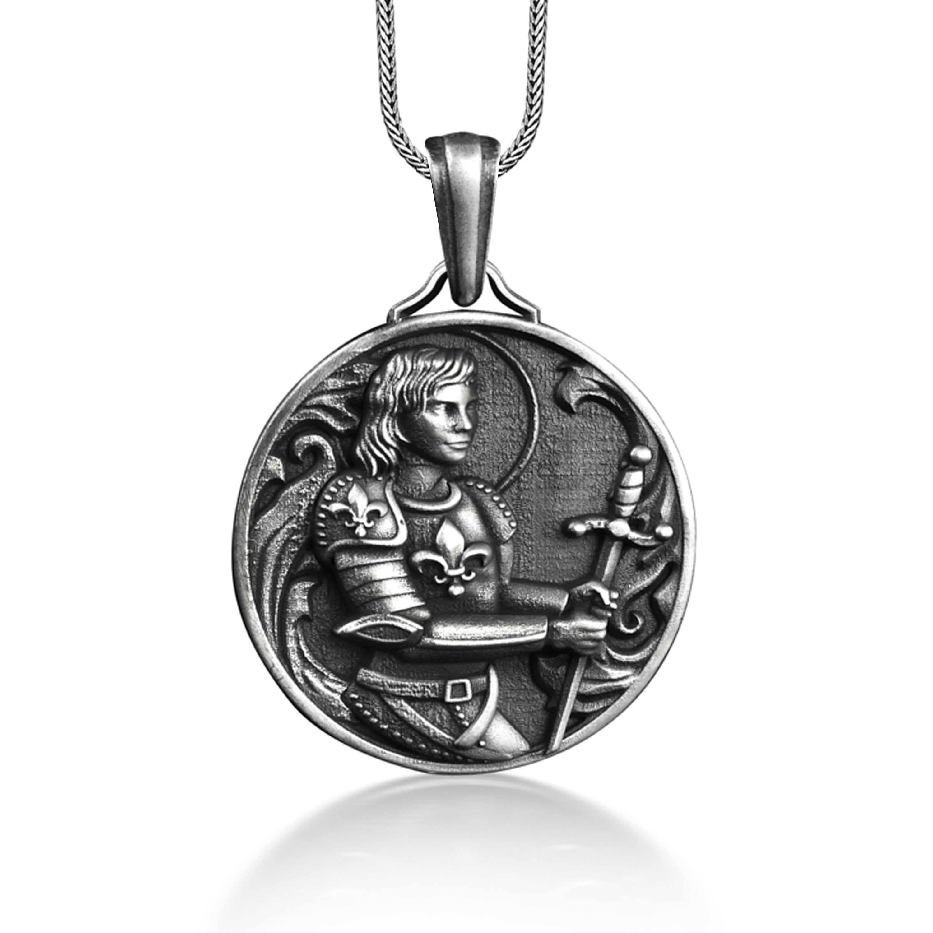Saint Joan of Arc Medal Necklace, Medieval French Necklace For Family ...
