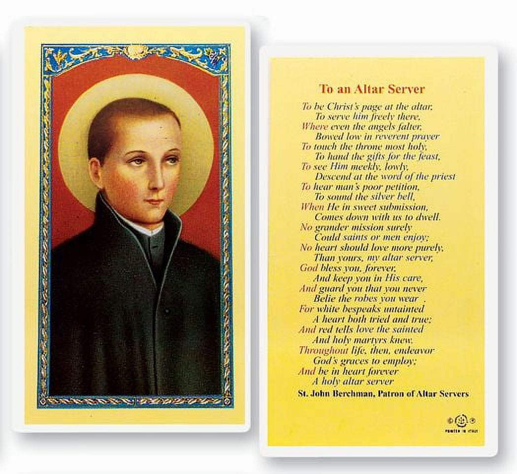Saint John Berchman Altar Server Laminated Catholic Prayer Holy Card ...