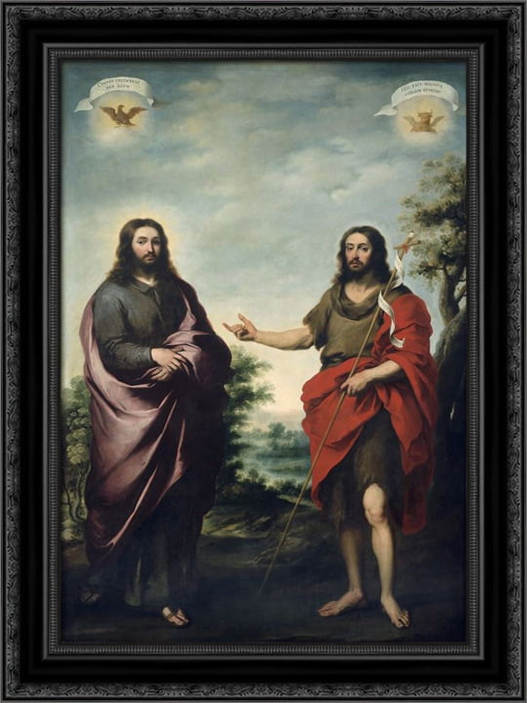 Saint John the Baptist Pointing to Christ 17x24 Black Ornate Wood ...