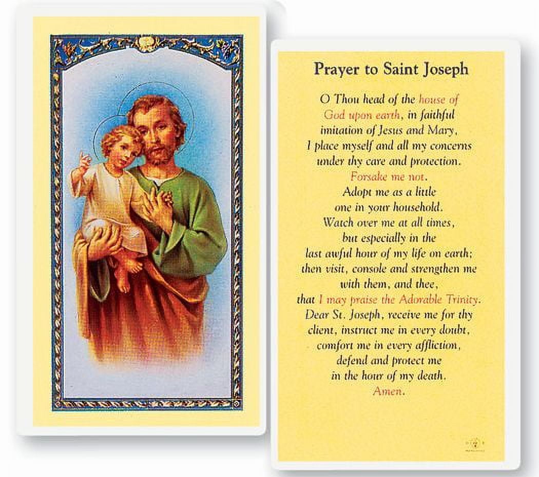 Saint Joseph Laminated Catholic Prayer Holy Card with Prayer on Back ...