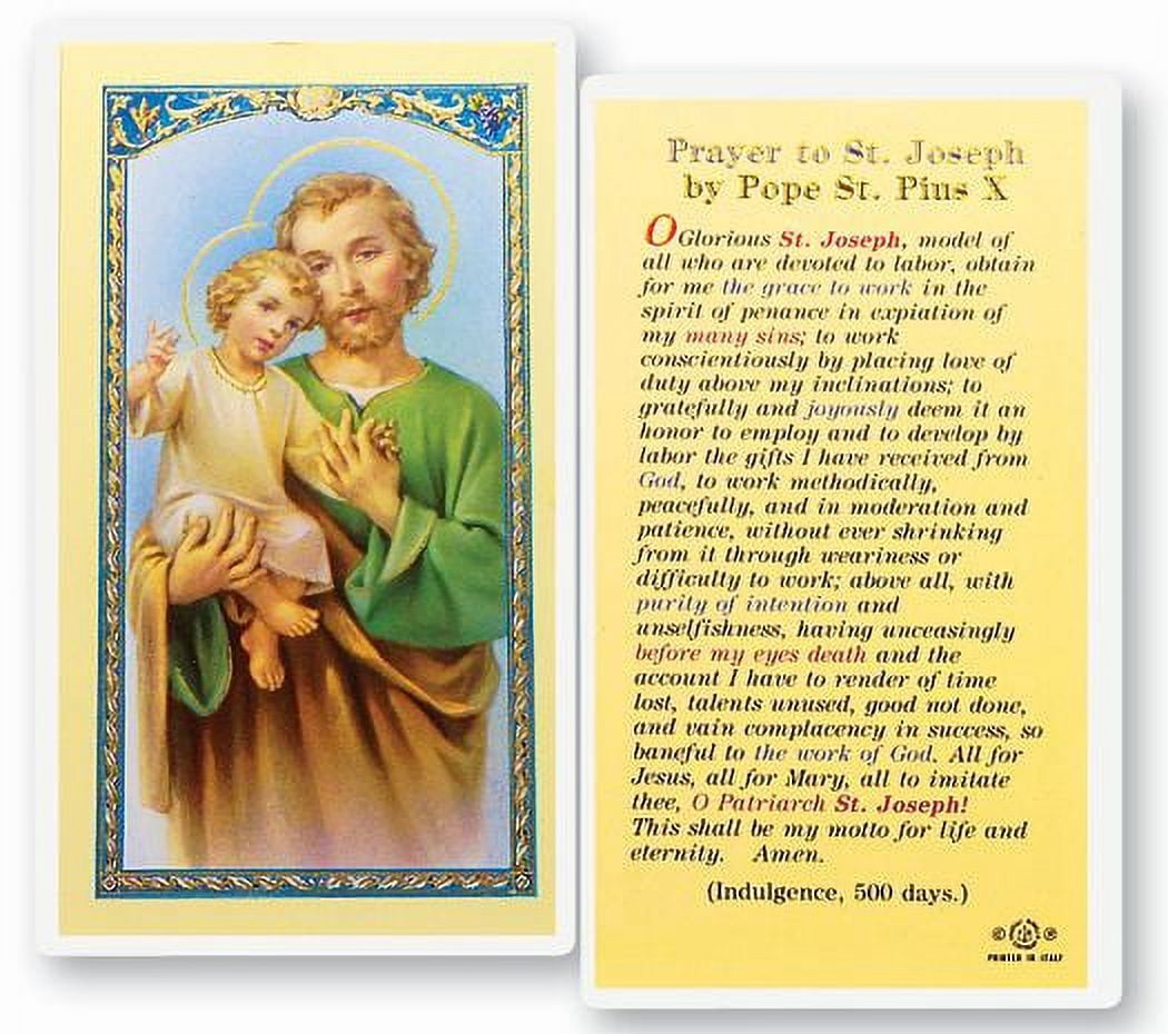 Saint Joseph Prayer of Pope Pius X Laminated Catholic Prayer Holy Card ...