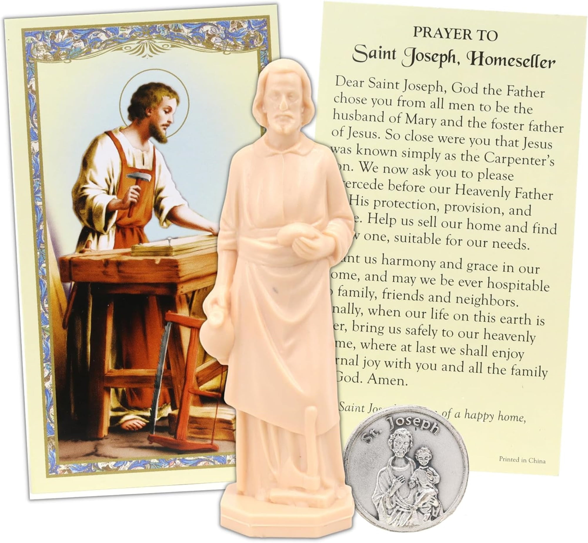 Saint Joseph Statue Home Seller Kit with Token and Prayer Card ...