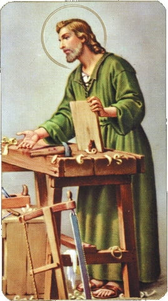 Saint Joseph the Worker Paper Catholic Prayer Holy Card with Blank Back ...