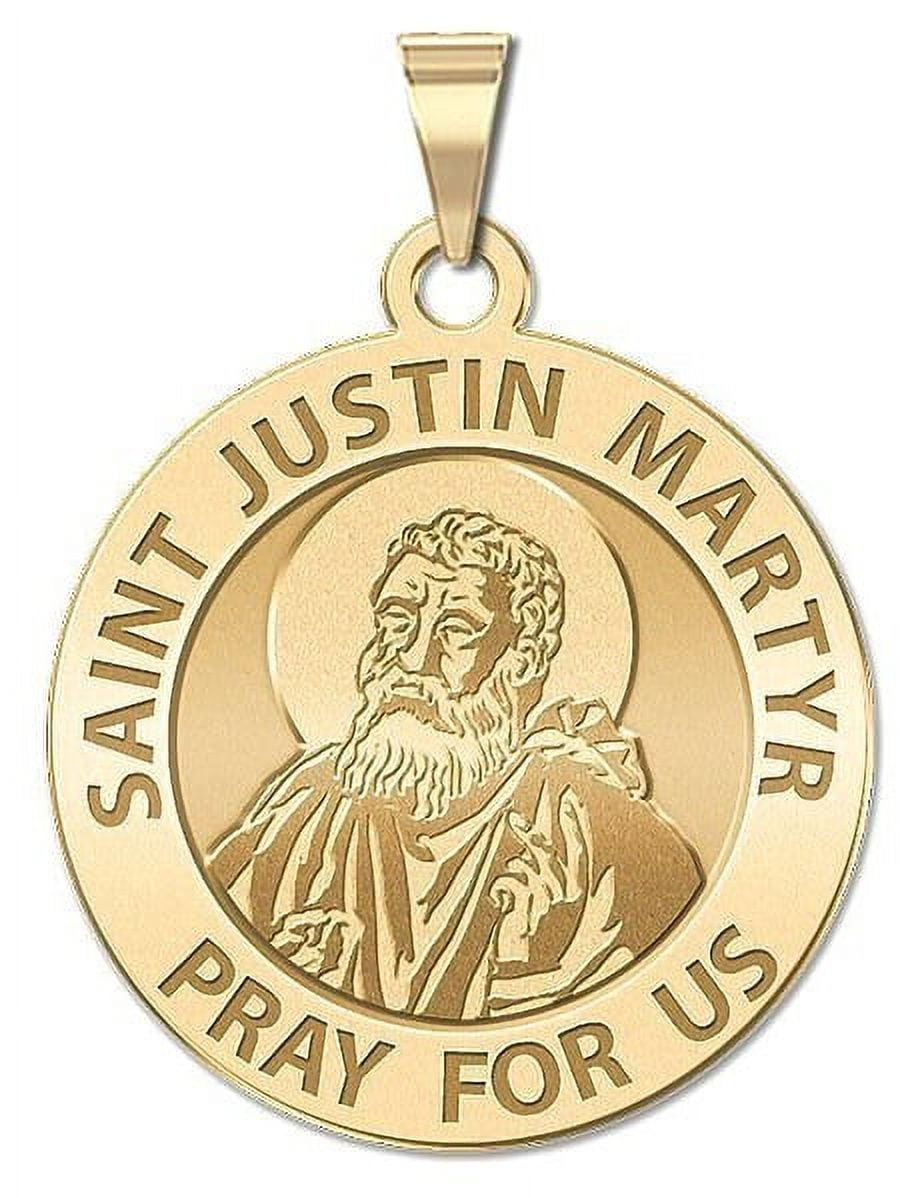 Saint Justin Martyr Religious Medal - 2/3 Inch Size of Dime, Solid 14K ...
