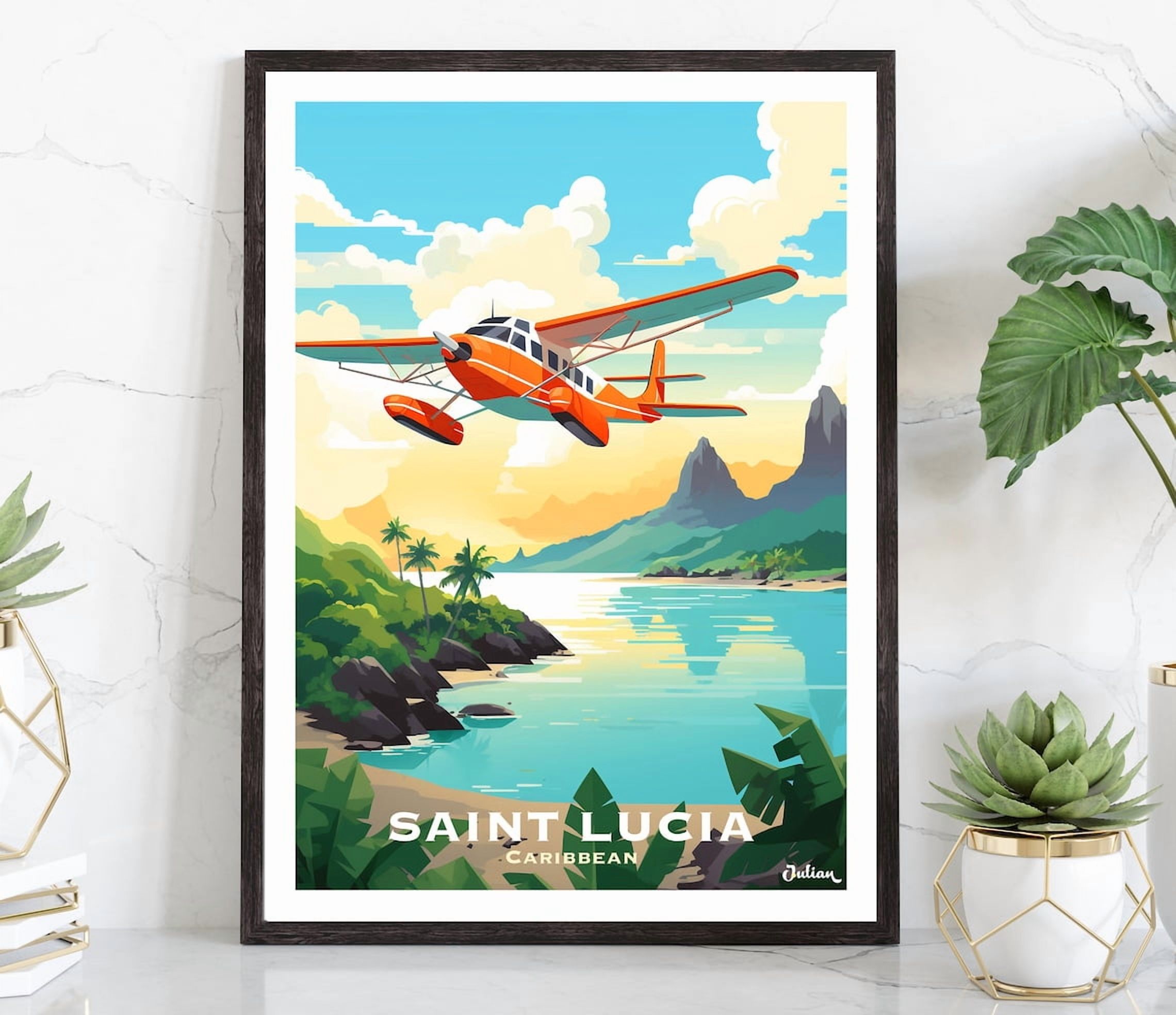 Saint Lucia, Caribbean Island, Travel Print, Modern Wall Art Home Decor ...