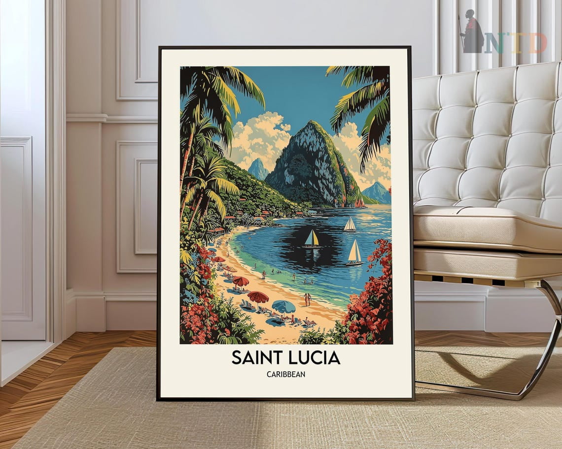 Saint Lucia Print, Saint Lucia Art, Saint Lucia Island, Saint Lucia ...