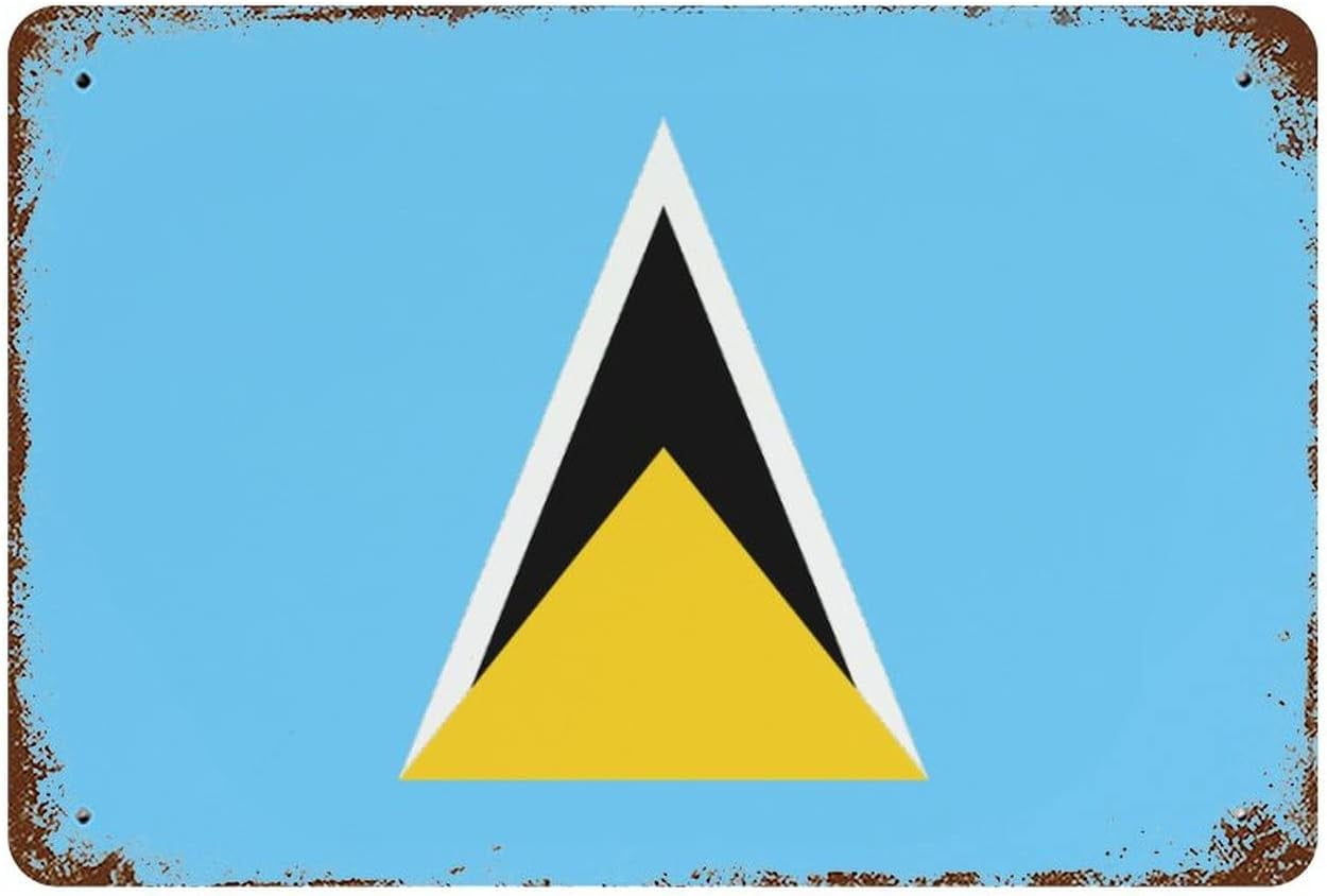 Saint Lucia Saint Lucia Flag Metal Tin Plaque Shelf Decor Shabby Style ...