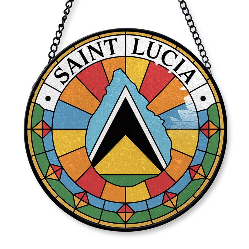 Saint Lucia Travel Decor Suncatcher Stained Glass Window Hanging, Gift ...