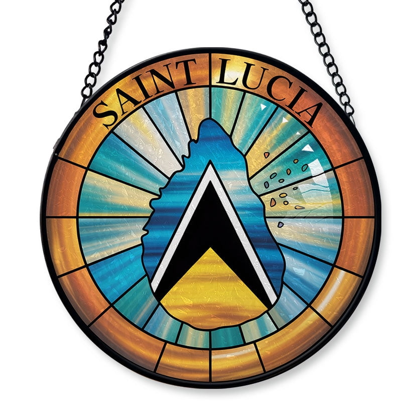 Saint Lucia Travel Decor Suncatcher Stained Glass Window Hanging, Gift ...