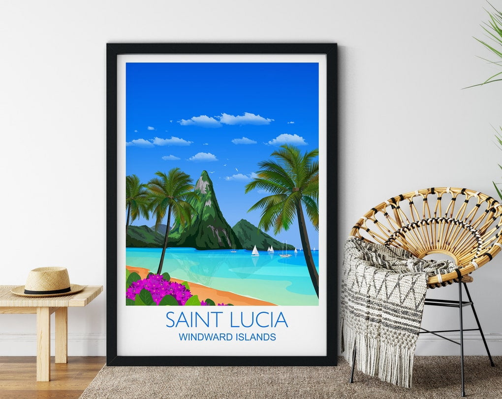 Saint Lucia Travel Print, Travel Poster Of Saint Lucia, Windward ...