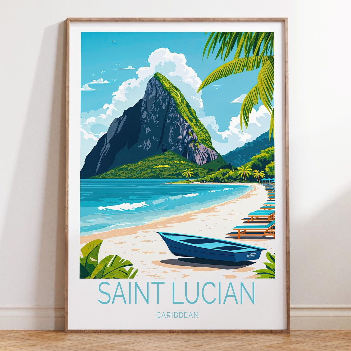 Saint Lucian Caribbean Poster, Saint Lucian Travel Wall Art, Caribbean ...