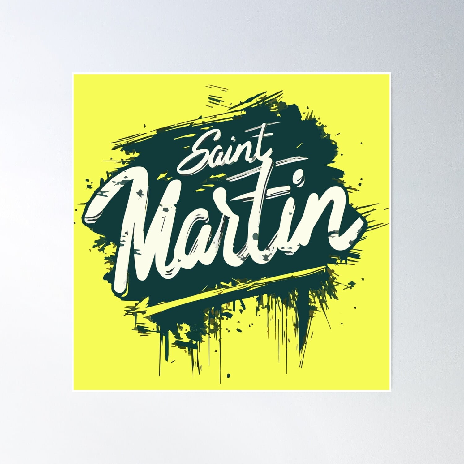 Saint Martin (With White Lettering) Poster Wall Art, Modern Wall Decor ...