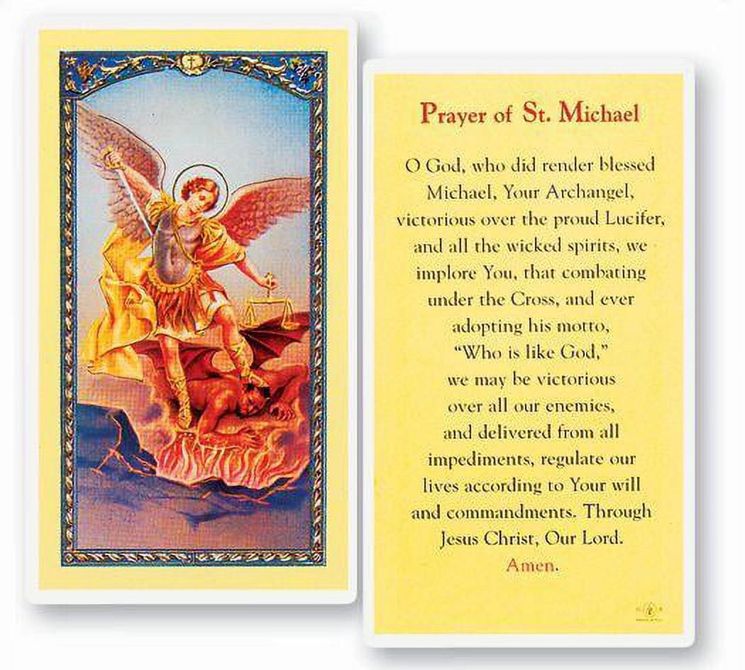 Saint Michael Laminated Catholic Prayer Holy Card with Prayer on Back ...