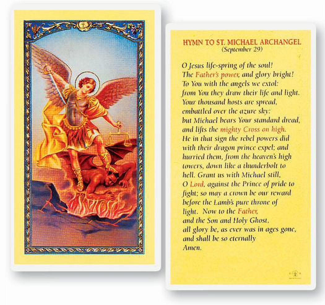 Saint Michael Laminated Catholic Prayer Holy Card with Prayer on Back ...