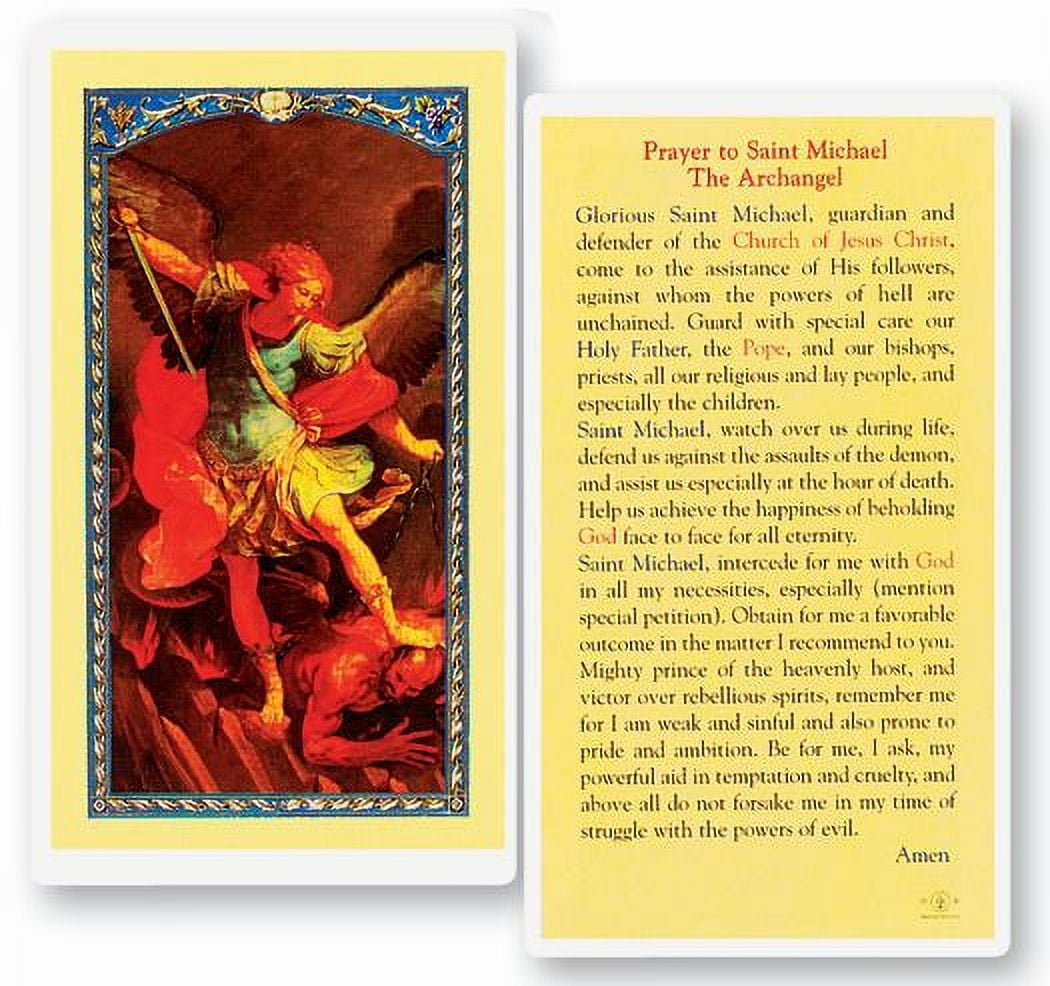 Saint Michael Laminated Catholic Prayer Holy Card with Prayer on Back ...