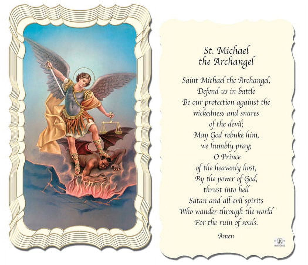 Saint Michael the Archangel Catholic Prayer Holy Card with Prayer on ...
