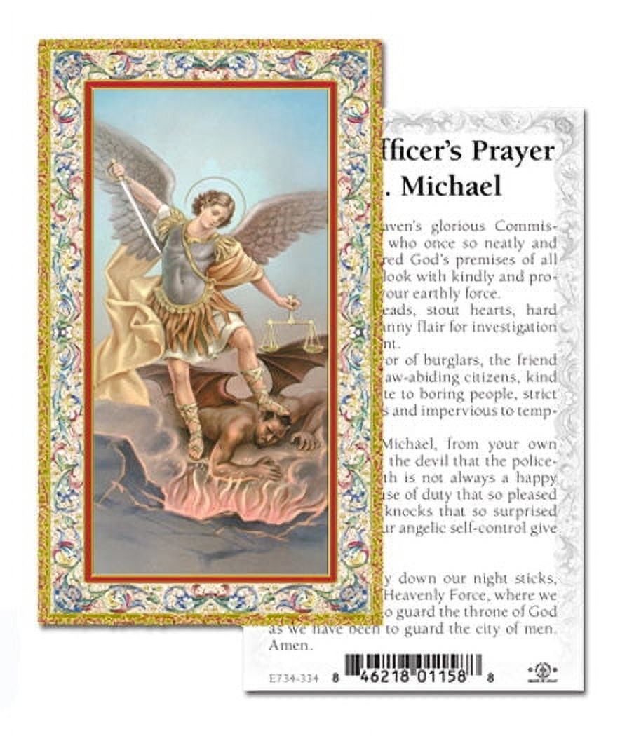 Saint Michael the Archangel Gold-Stamped Catholic Prayer Holy Card with ...