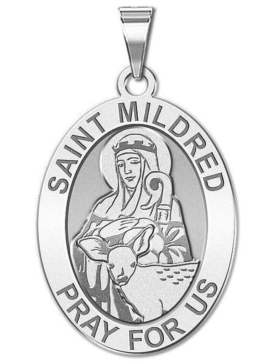Saint Mildred Oval Religious Medal - 3/4 X 1 Inch Size of a Quarter ...