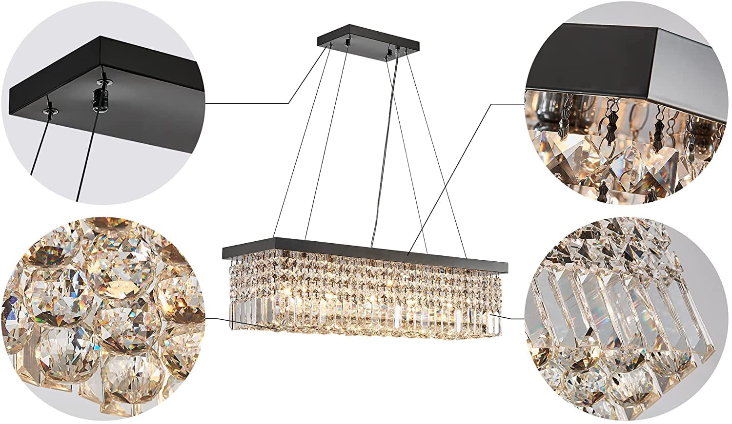 Saint Mossi K9 Crystal Chandelier, Modern Farmhouse Chandelier, Pendant ...