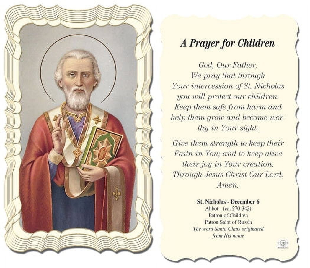 Saint Nicholas-Prayer for Children Catholic Prayer Holy Card with ...