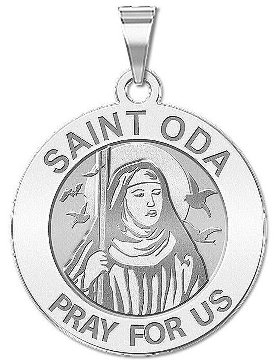 Saint Oda Religious Medal - 1 inch Size of a Quarter -Solid 14K White ...