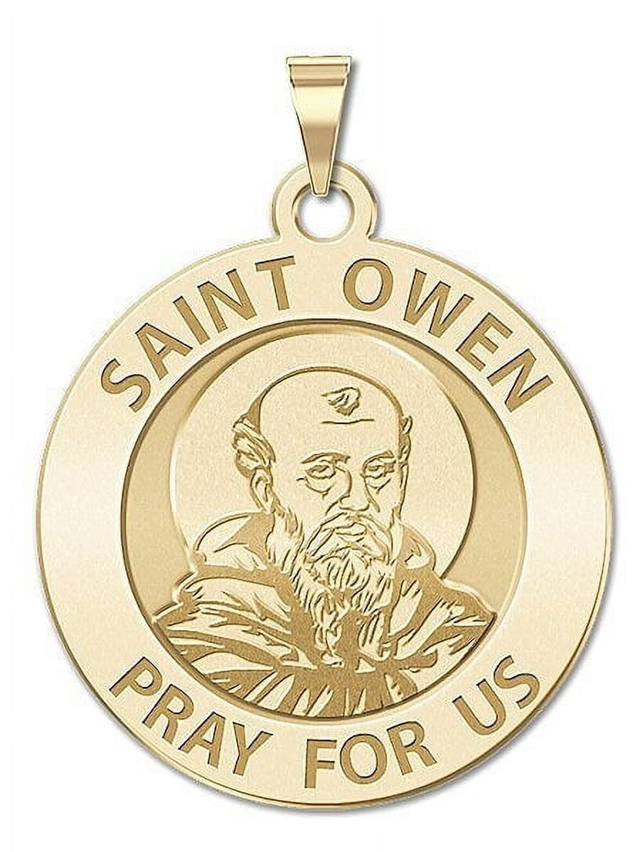 Saint Owen Religious Medal - - 3/4 in Size of a Nickel -Solid 14K ...