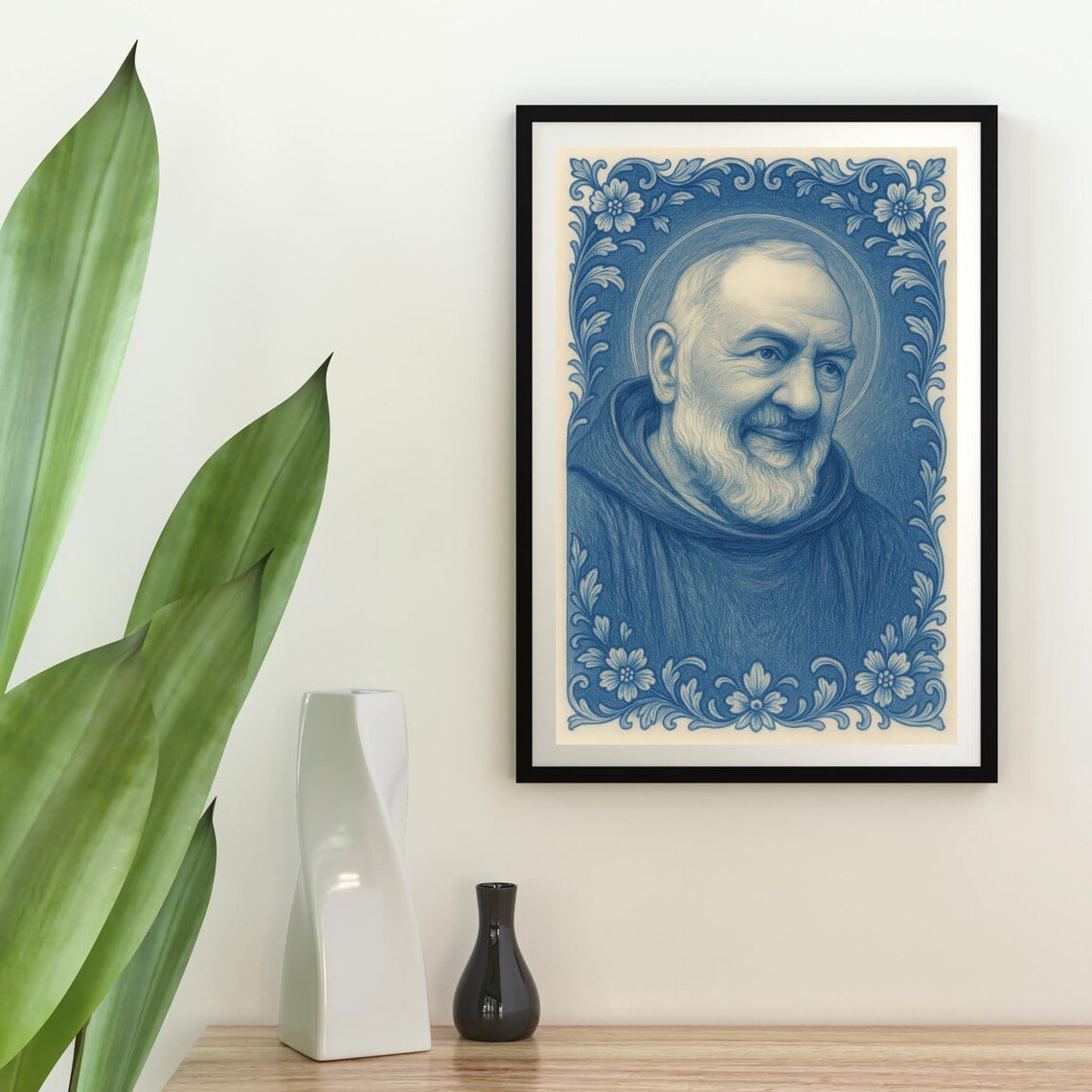 Saint Padre Pio Poster: Baroque Floral Catholic Christian Wall Art ...