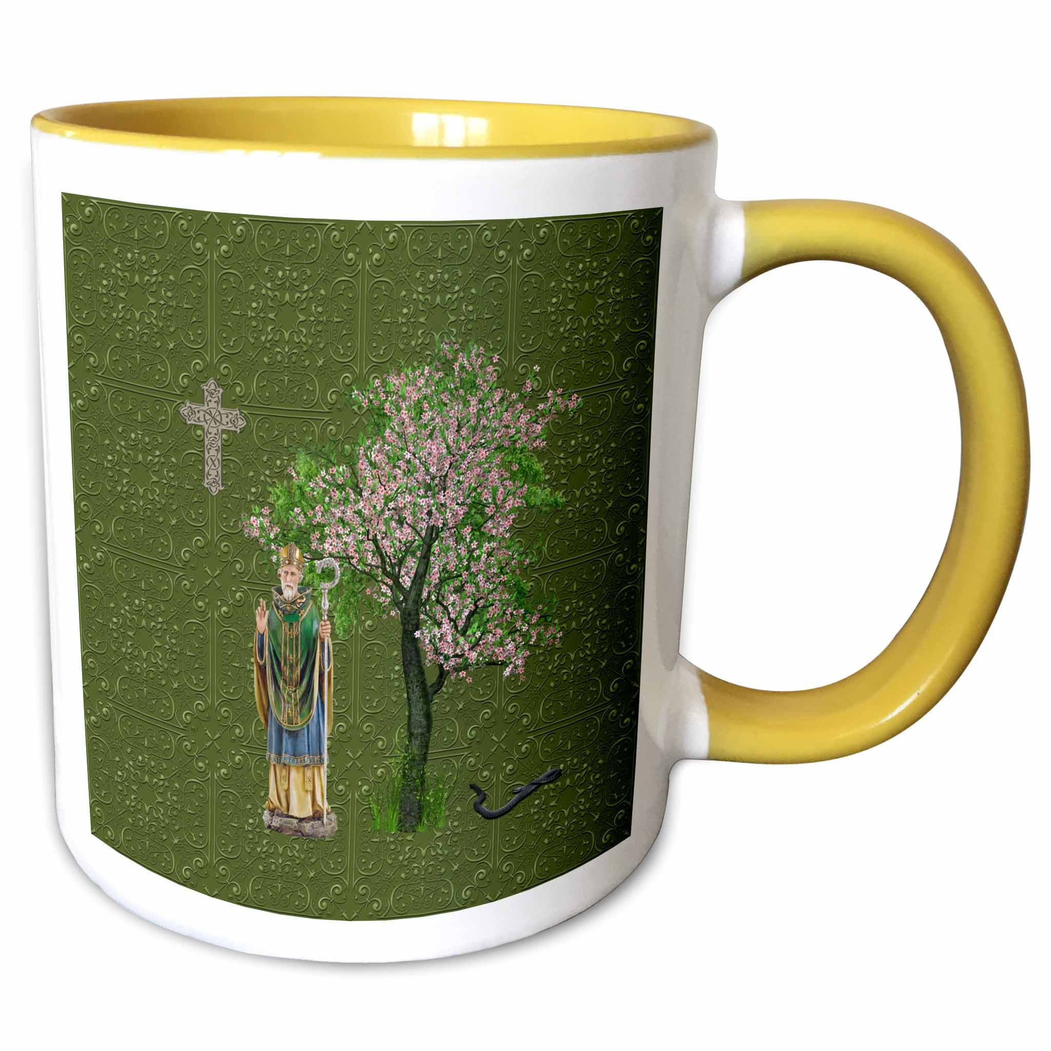3drose, Saint Patrick, Staff, Cross, Snake, Pink Blooming Tree, Green ...