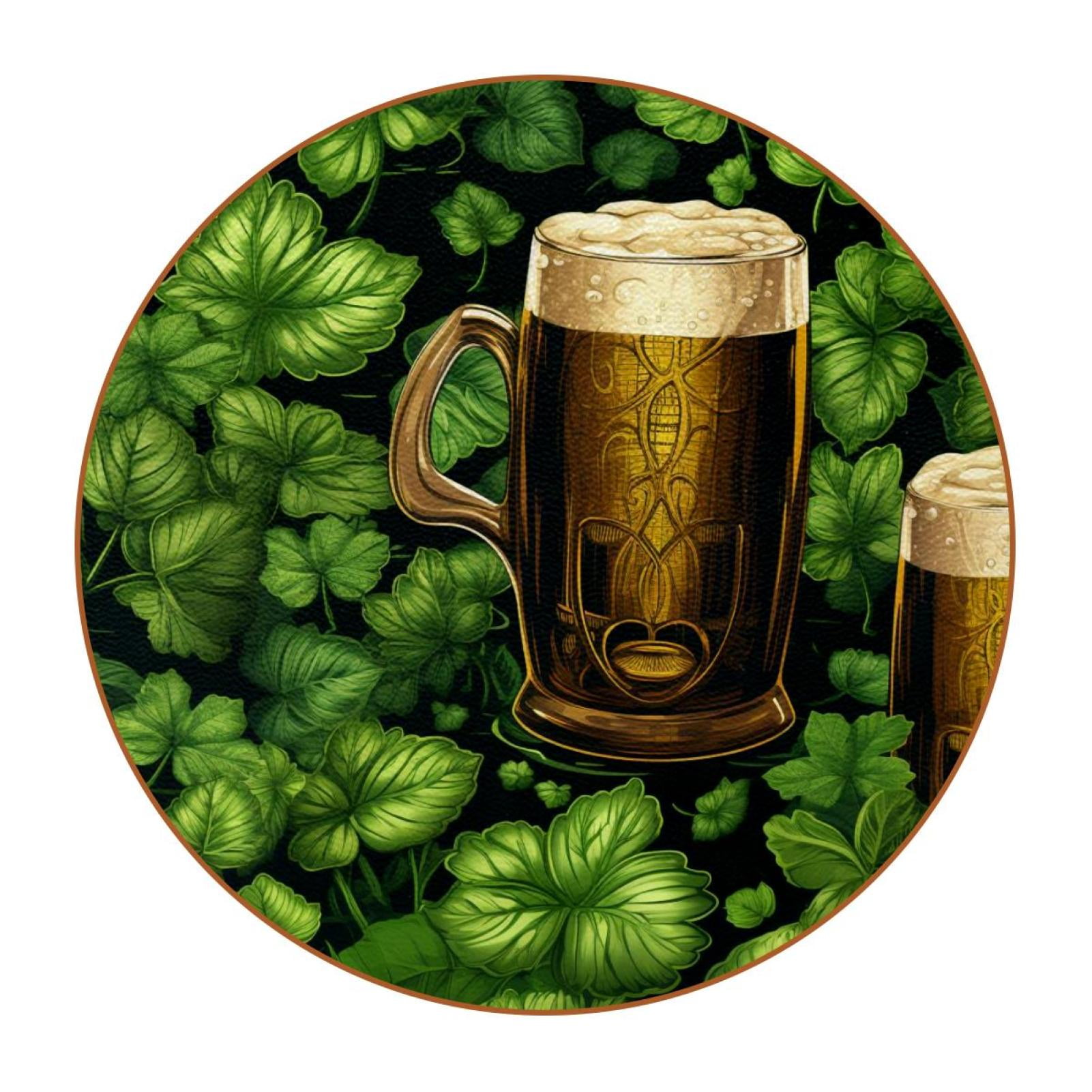 Saint Patrick's Day 6PCS Round Coasters, Microfiber Leather Drink ...