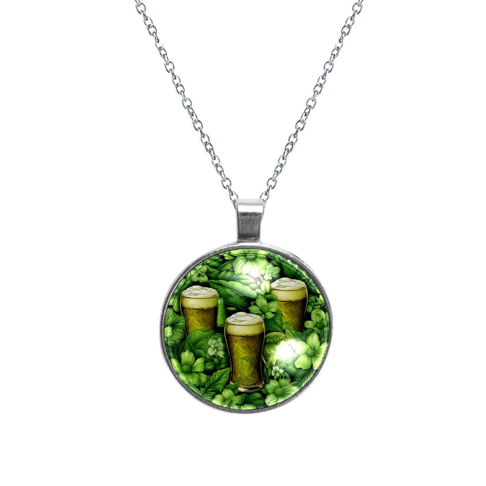 Saint Patrick's Day Elegant Women's Glass Circular Pendant Necklace ...