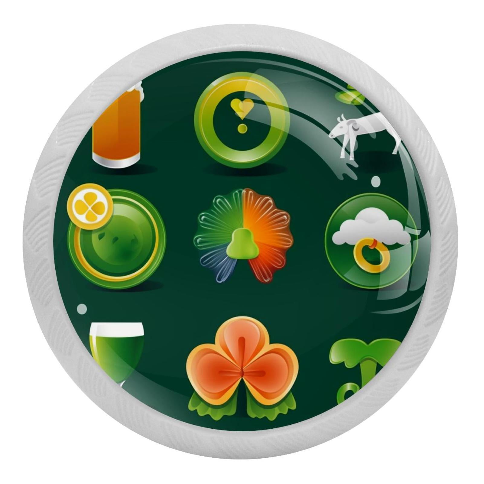 Saint Patrick's Day Fluorescent Drawer Pulls with Screws: Round 4-Pack, Glow-in-the-Dark Knobs ...