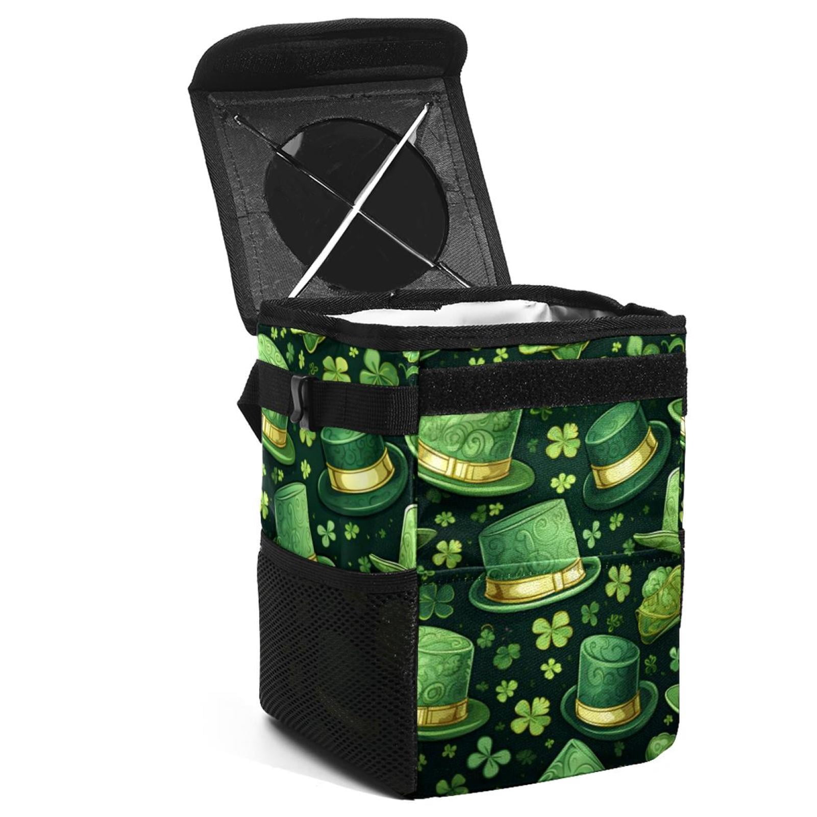 Saint Patrick's Day Foldable Car Garbage Can with Lid, Leak-proof, and ...