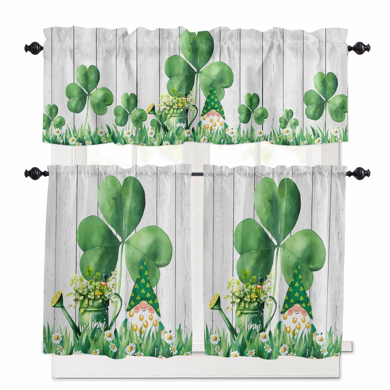 Saint Patrick's Day Kitchen Curtains Valances and Tiers Set of 3 Spring ...