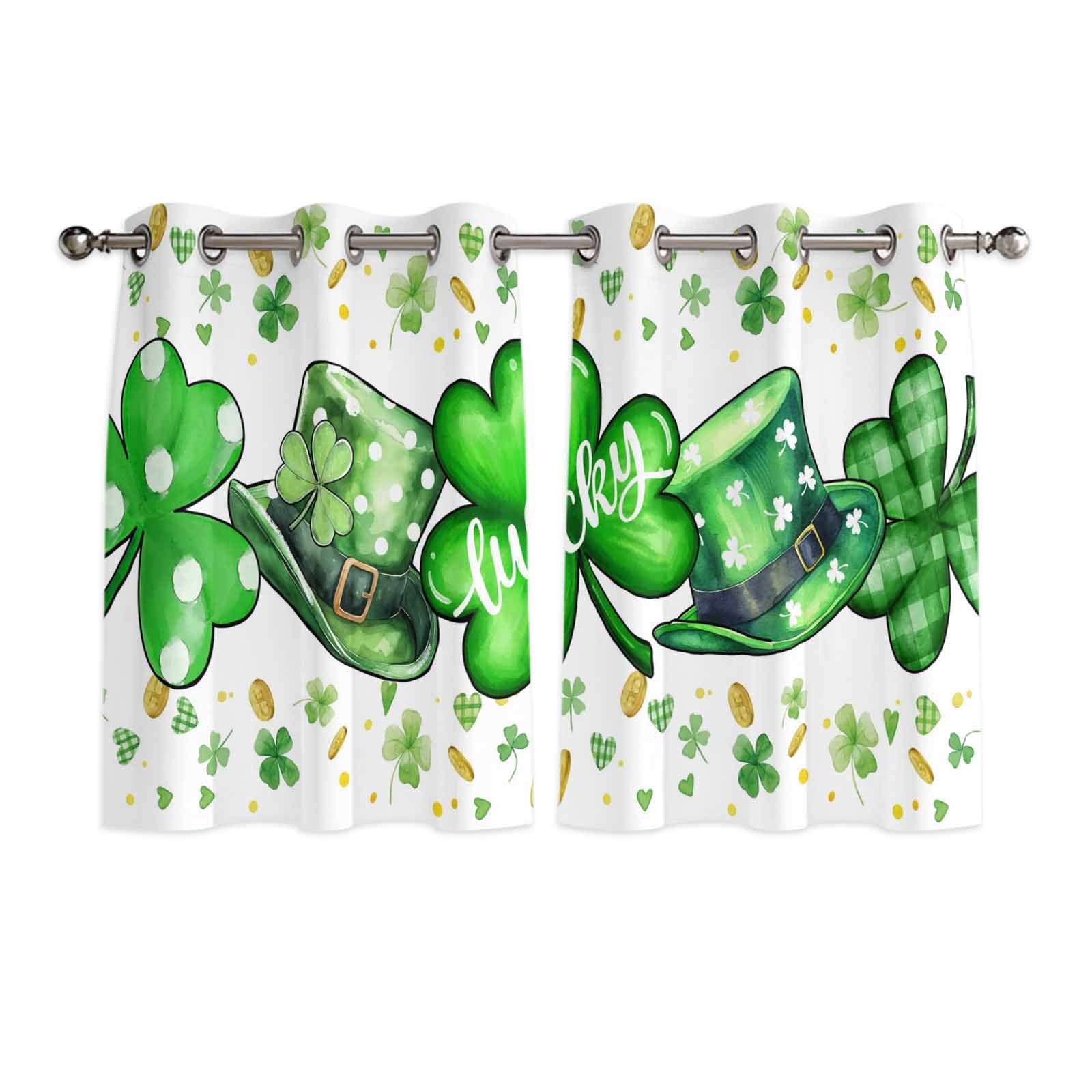 Saint Patrick's Day Kitchen Curtains Window Panels, Spring Green ...