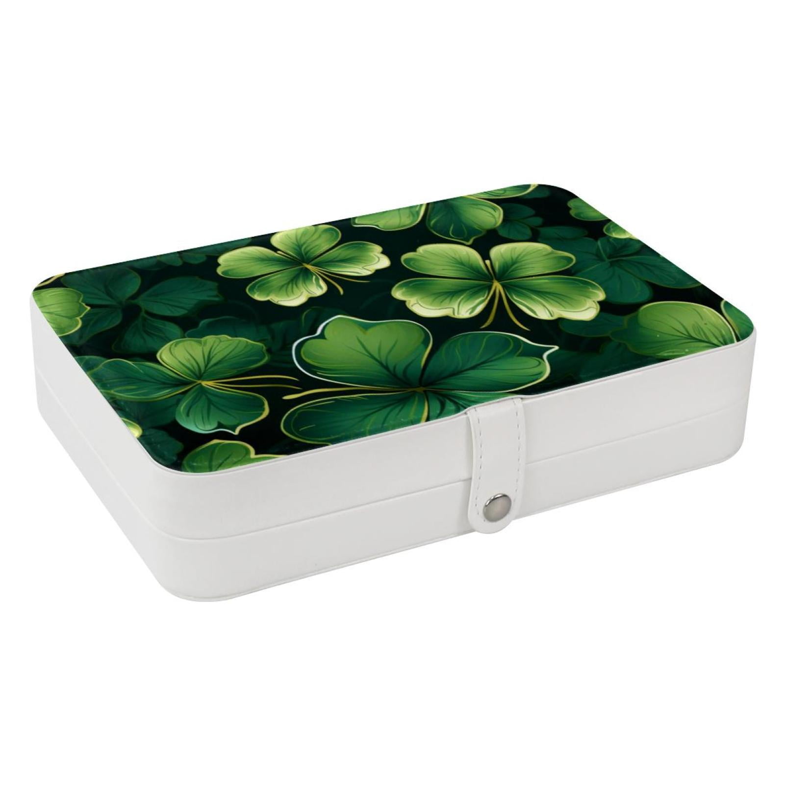 Saint Patrick's Day PU Leather Jewelry Box Display Case with Removable ...