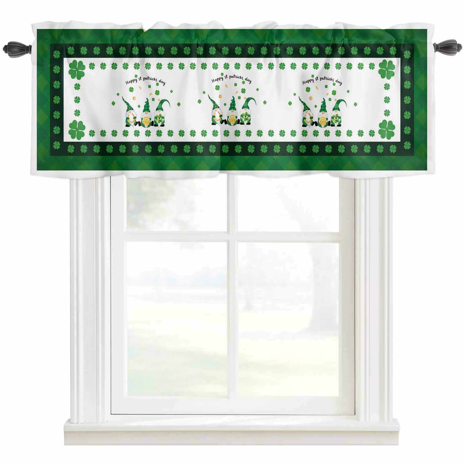 Saint Patrick's Day Rod Pocket Curtain Valance, Spring Lucky Gnomes ...